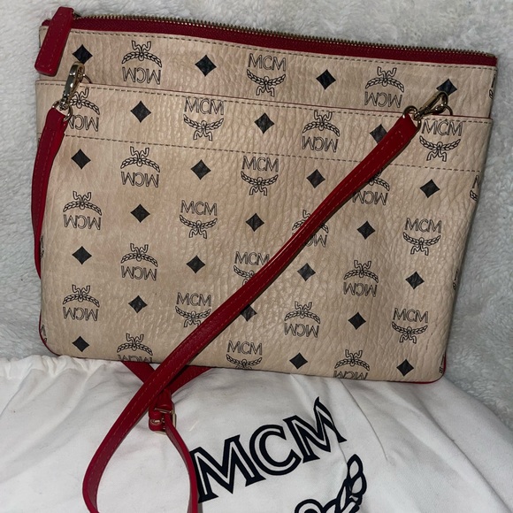 MCM | Bags | Mcm Crossbody Bag In Redcreamblack Color | Poshmark